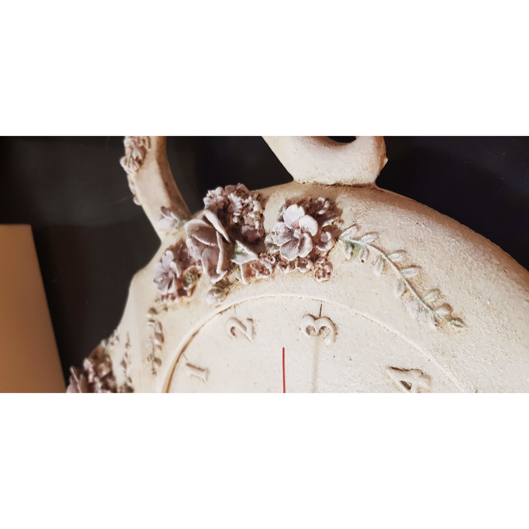 Ceas de perete crem, model vintage, forma ceainic 40cm rasina ...