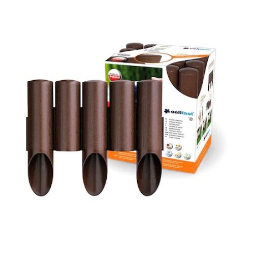 Separator gazon Cell Fast, din plastic, rezistent, maro, 25.5 cm x 2.1 ...