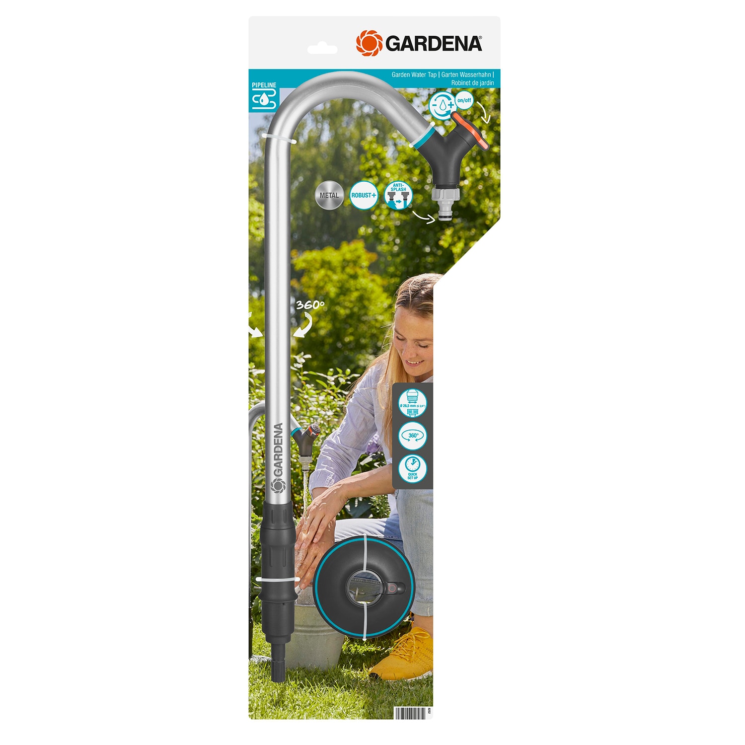 Robinet de gradina, Gardena, Gri/Negru - eMAG.ro
