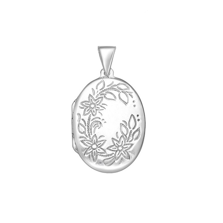 Pandantiv argint pentru poza oval - Floral Locket - eMAG.ro