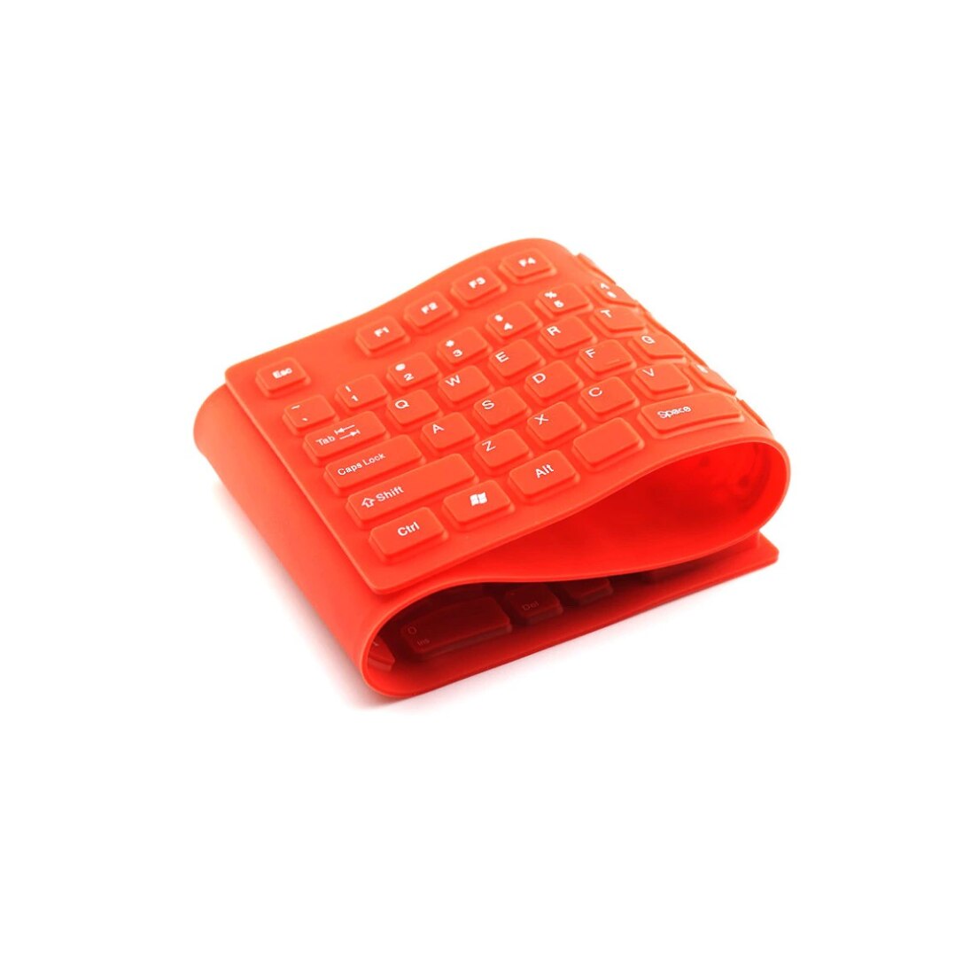 Tastatura flexibila, cablu USB, 110 taste, din silicon, Rosu - eMAG.ro