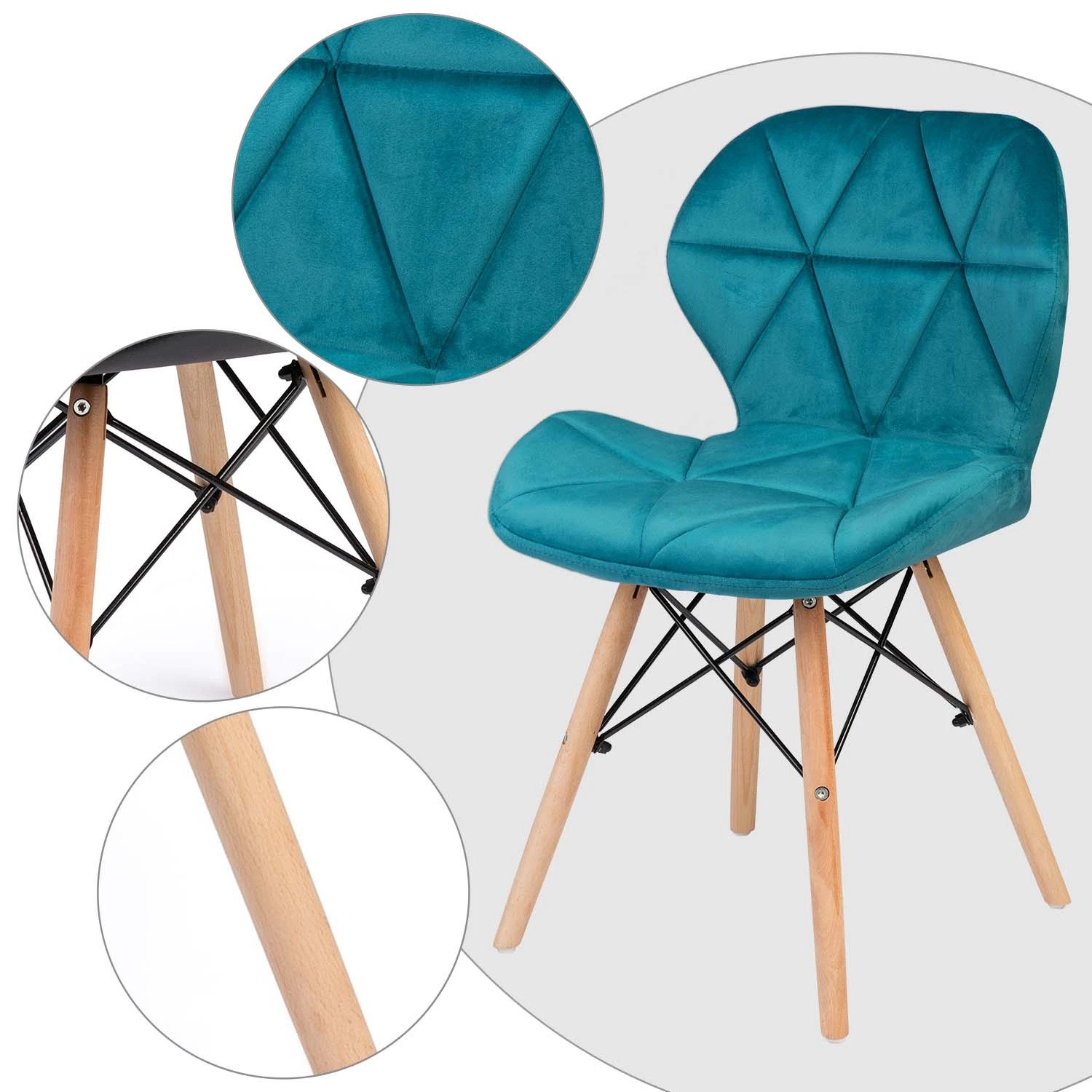 Set 4 scaune tapitate cu material placut la atingere, structura ...