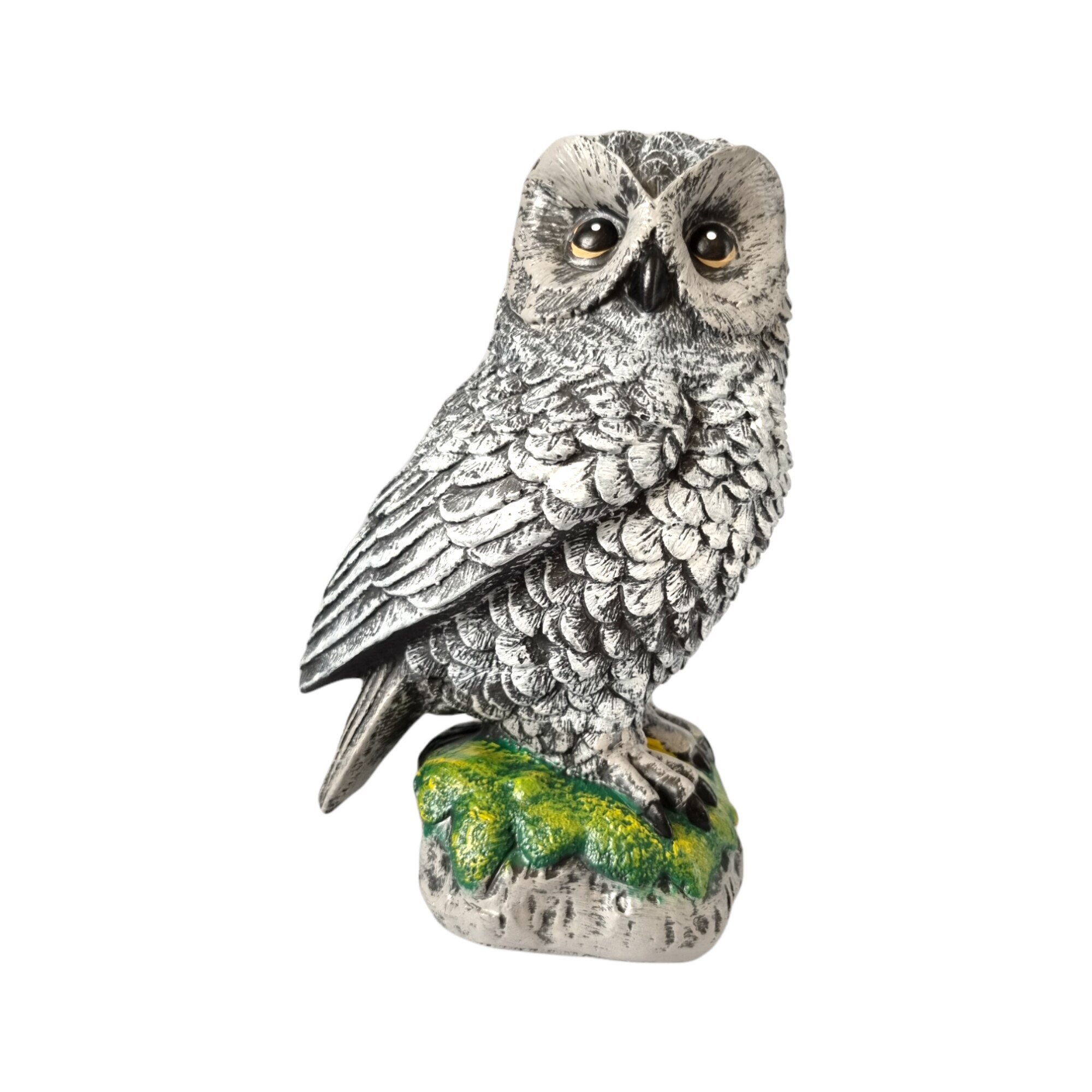 Statueta Pusculita Bufnita, culoarea gri, realizata manual, 25x16x15 ...