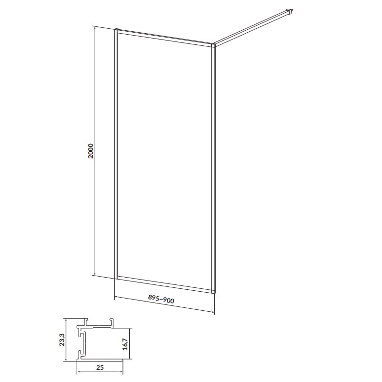 Cabina de dus walk-in Cersanit Larga S932-138, sticla securizata, 8mm ...