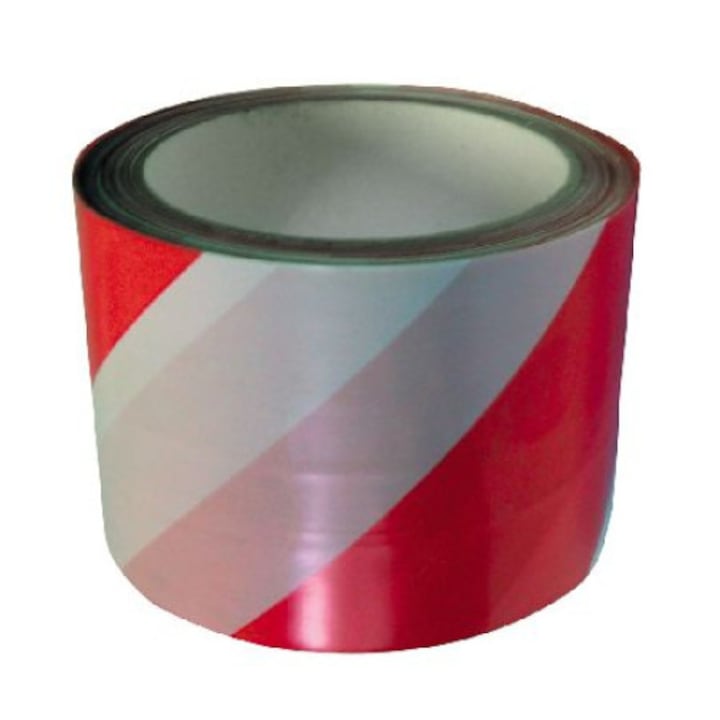 Banda Avertizare Bicolora Rosu-Alb 75Mm / 100M - eMAG.ro