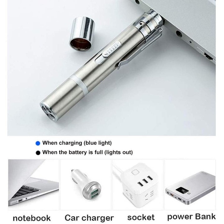 Pointer laser pentru pisici 5 in 1, Jucarie pisici, Inox, Reglabil, USB ...