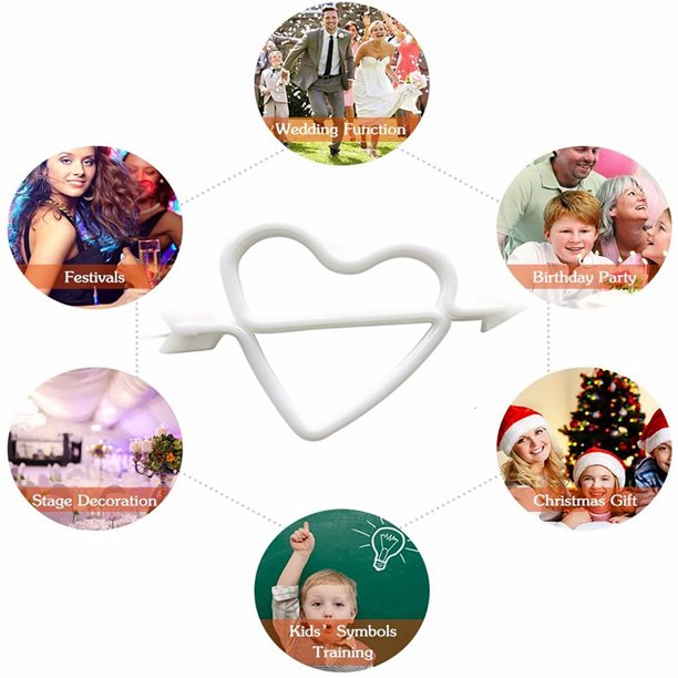 Lampa LED neon, semn Inima cu sageata, lumina roz 28.5x18 cm, cu ...