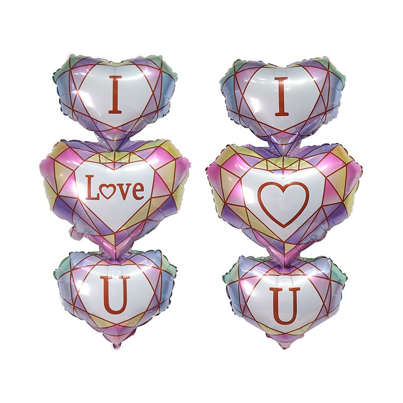 Set 2 baloane 3 inimi, mesaj „I love you“, decor indragostiti, EFAYN ...