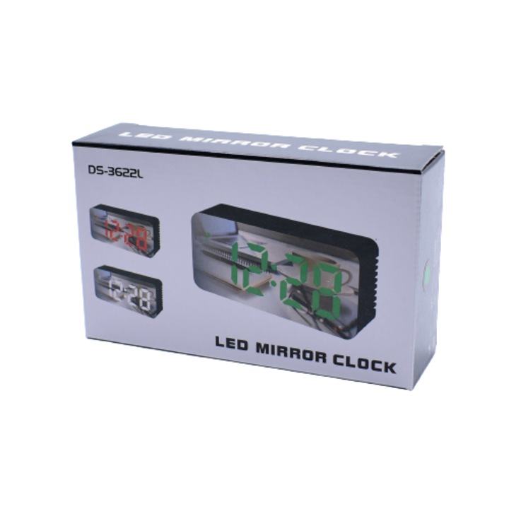 Ceas de Masa cu Afisaj LED Mirror Clock, Alarma, Termometru, Oglinda DS-3622L - eMAG.ro