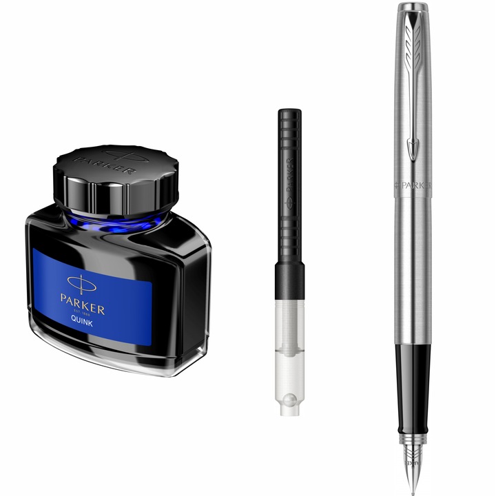 Set Stilou Pix Parker Jotter Royal Stainless Steel CT cu gravura laser ...