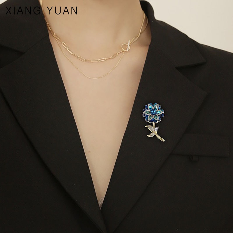 Brosa dama, Argint, Zirconiu, Albastru - eMAG.ro