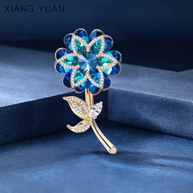 Brosa dama, Argint, Zirconiu, Albastru - eMAG.ro