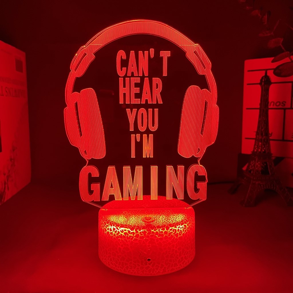 Lampa gaming LED 3D iluzie optica de birou sau noptiera, baza cu ...