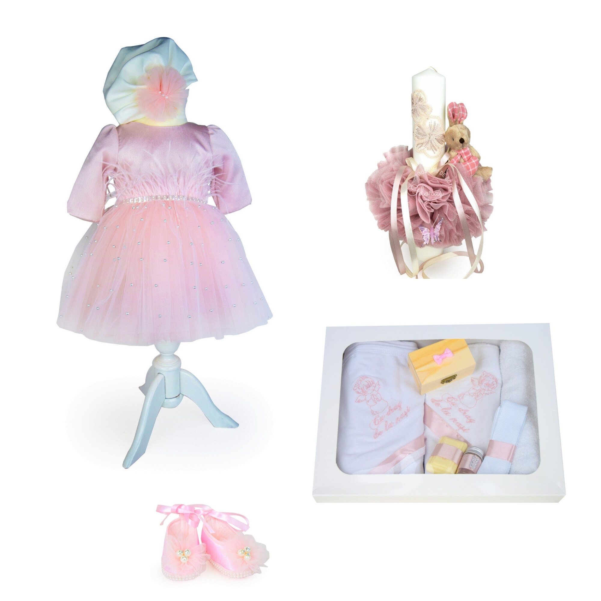Trusou de botez complet cu rochita, cutiuta pentru prima suvita ...