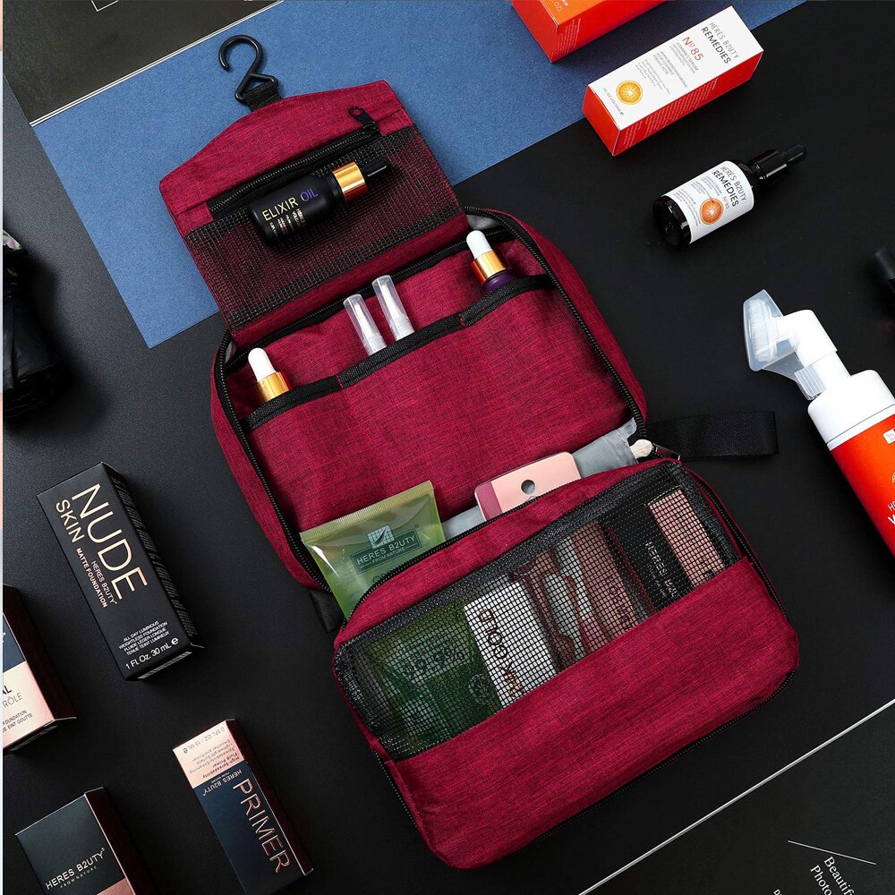 Geanta cosmetice voiaj, Quasar & Co.®, textil, impermeabil, 22 x 13,5 x ...