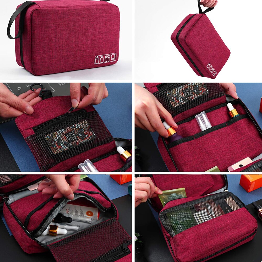 Geanta cosmetice voiaj, Quasar & Co.®, textil, impermeabil, 22 x 13,5 x ...