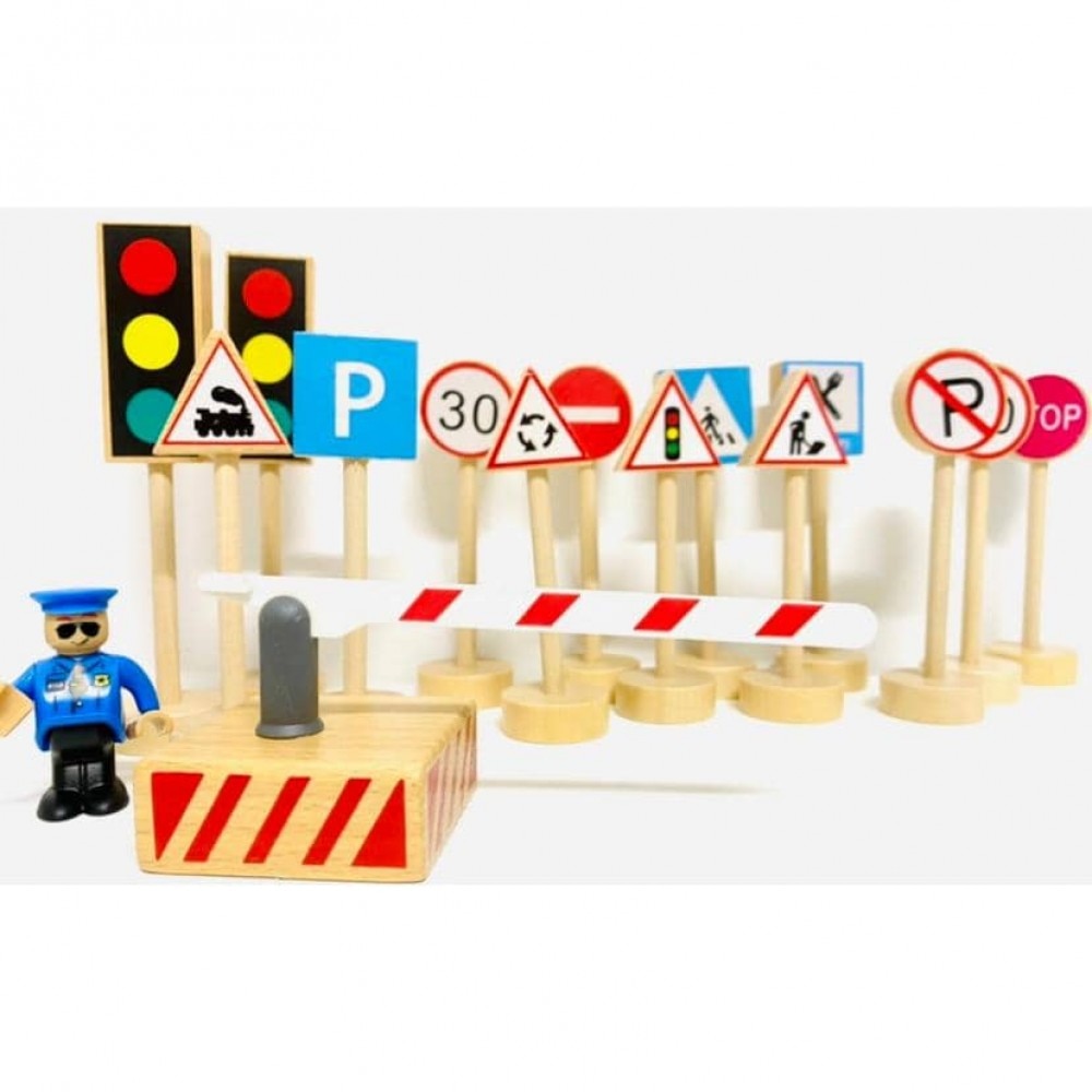 Joc educativ tip montessori cu Semne de circulatie si politist - eMAG.ro