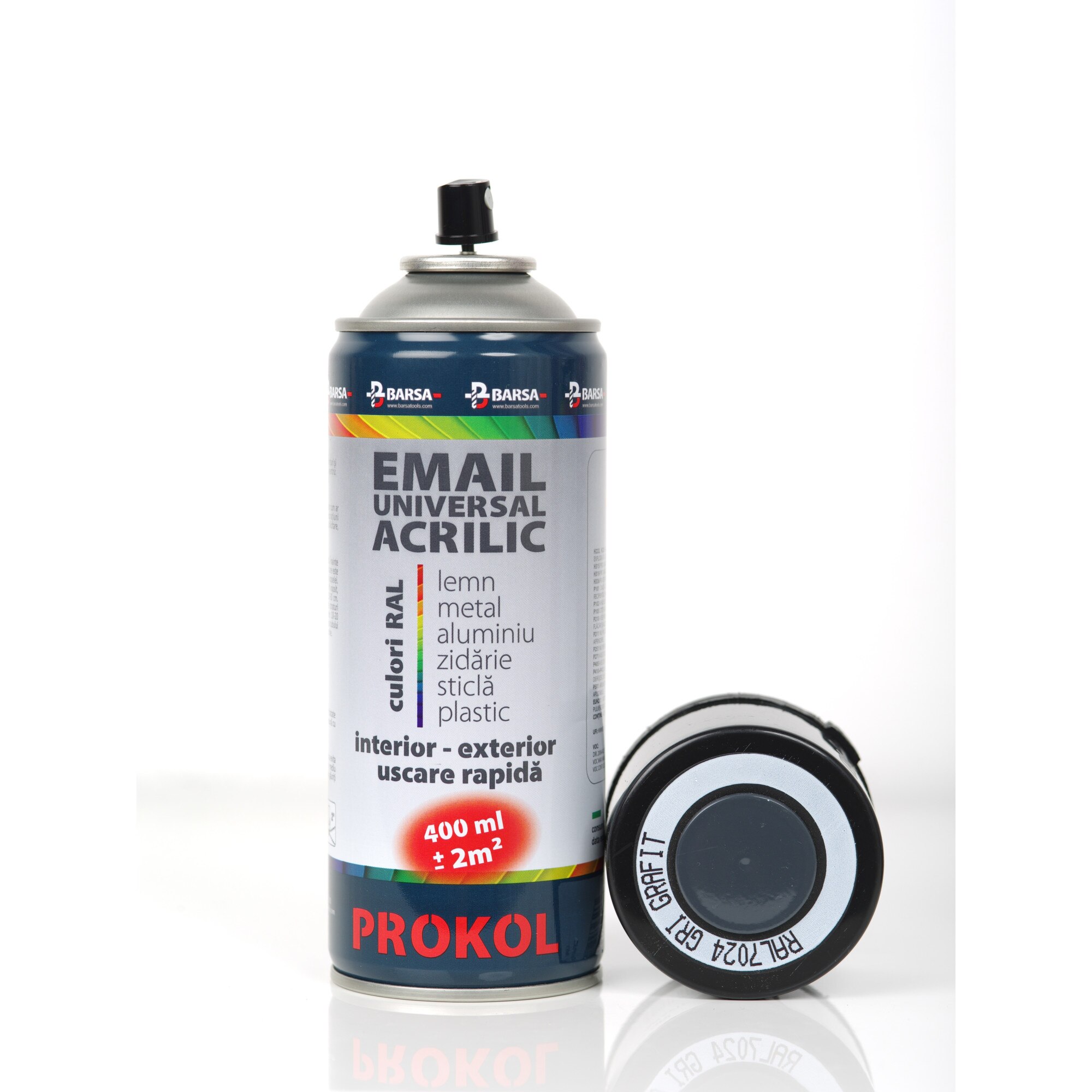 Спрей боя Prokol, RAL 7024, 400мл, Сив - eMAG.bg