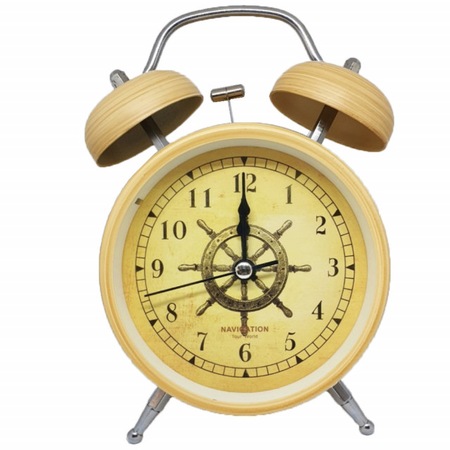 Ceas de masa desteptator Pufo Timber Navigator, metalic, 16 cm, maro ...