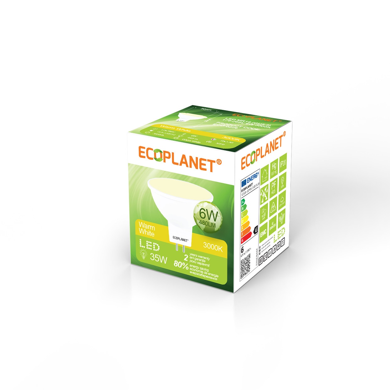 Set 10 Buc - Bec LED Ecoplanet MR16/GU5.3, 6W (35W), 480 LM, G, lumina ...