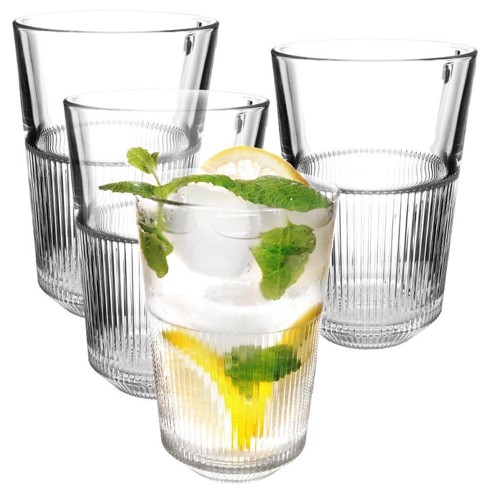 Set 4 Pahare apa, Sticla, 13x8 cm, 360 ml - eMAG.ro