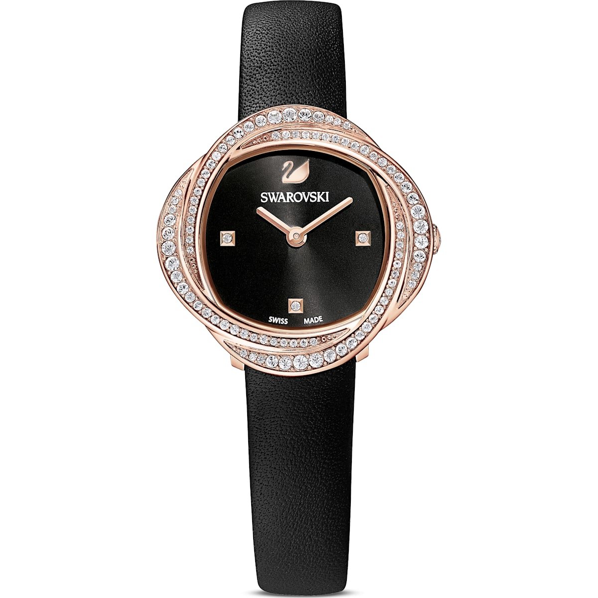 Ceas dama, Swarovski Crystal Flower, Inox/Piele naturala, Sticla ...