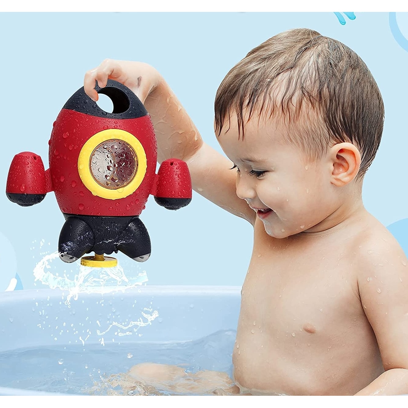 Jucarie de baie, racheta acvatica, cu pulverizare de apa, rotire 360 ...
