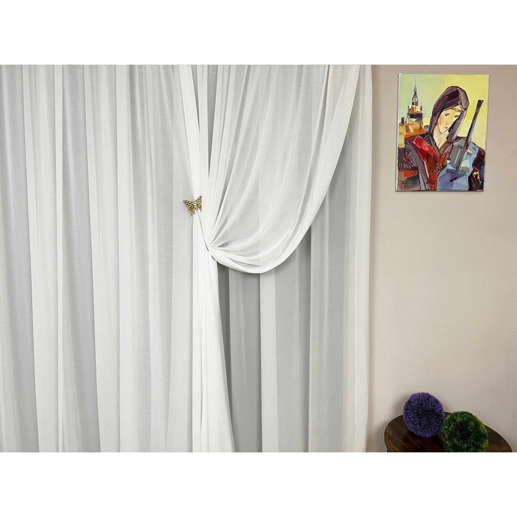 Perdea voal creponat, 400x260 cm, alba - eMAG.ro