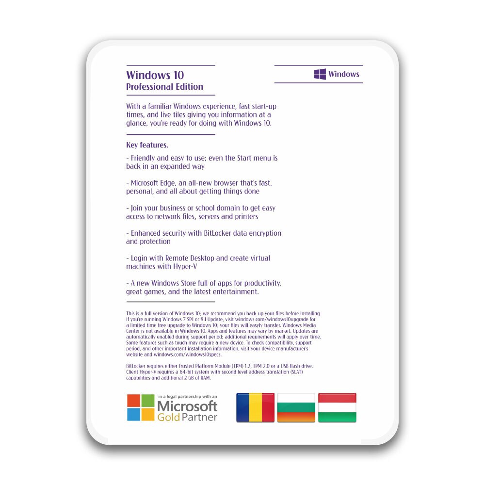 Microsoft Windows 10 Professional Retail 32/64 bit pe DVD - eMAG.ro