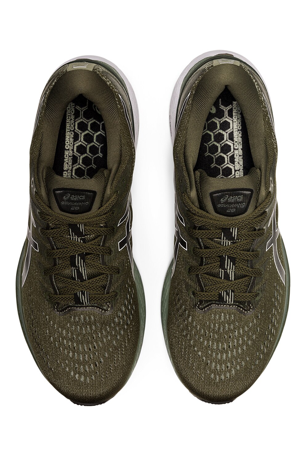 Asics, Плетено-мрежести обувки Gel-Kayano 28 за бягане, Армия зелено ...
