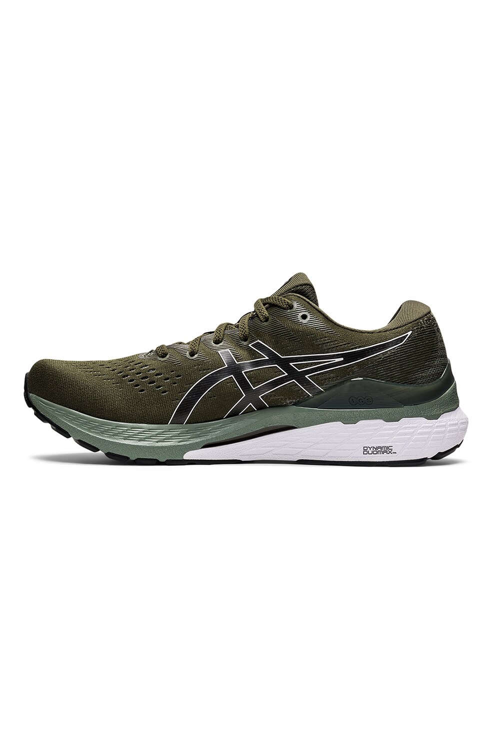 Asics, Плетено-мрежести обувки Gel-Kayano 28 за бягане, Армия зелено ...