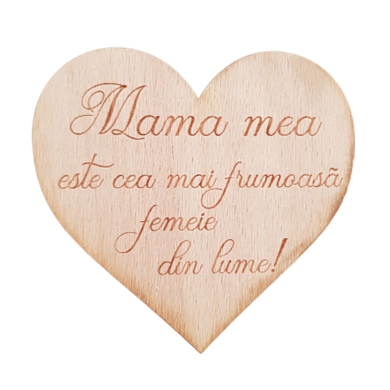 Decoratiune Inima mesaj personalizat, pentru aranjamente, lemn, 10 cm ...