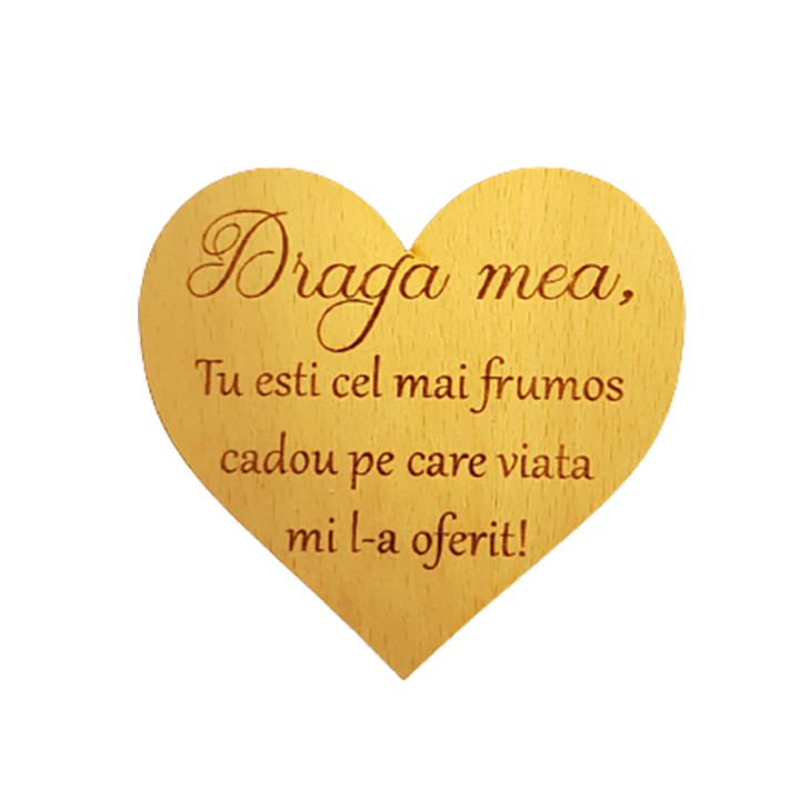 Decoratiune Inima mesaj personalizat, pentru aranjamente, lemn, 10 cm ...