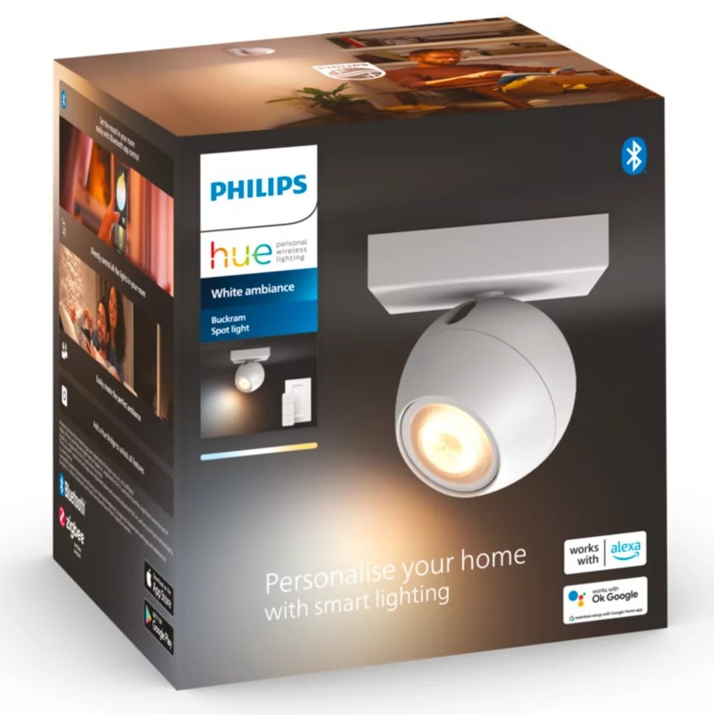Spot luminos inteligent Philips Hue Buckram, Bluetooth, GU10, 5W (50W ...