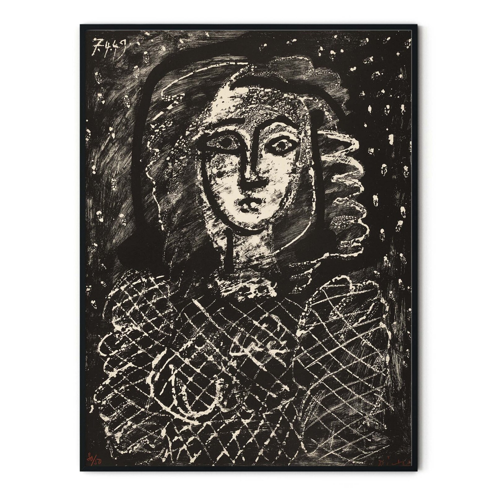 Tablou Poster, Intaglio, Modern, alb negru, Bust with Star Background ...