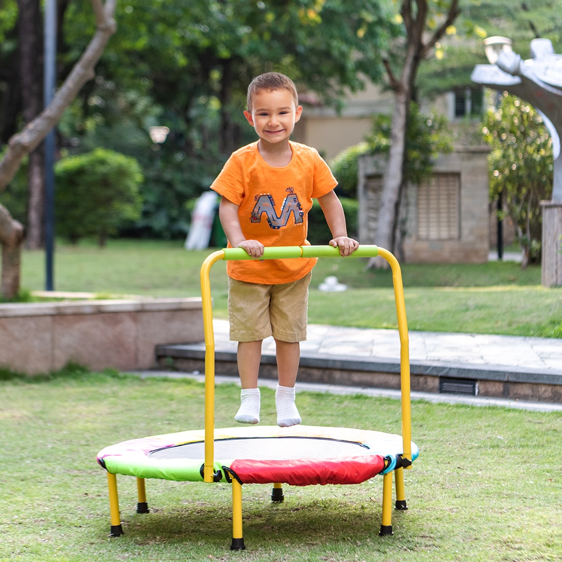 Trambulina pentru copii, HLC, Polipropilena/Metal, 60kg, 95 cm, Cu ...