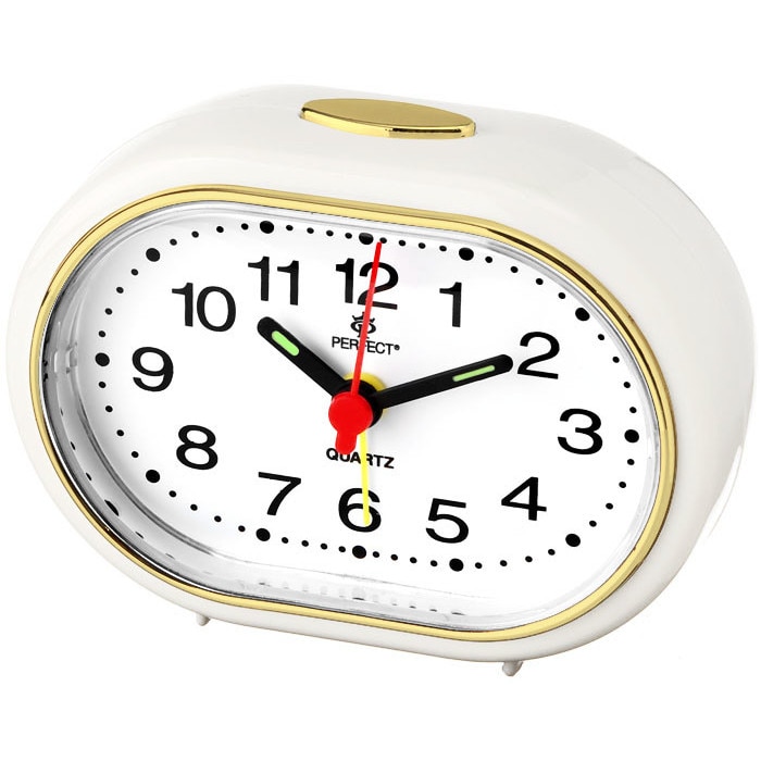 Ceas desteptator decorativ, Perfect, Plastic, 8.7 cm, Alb - eMAG.ro