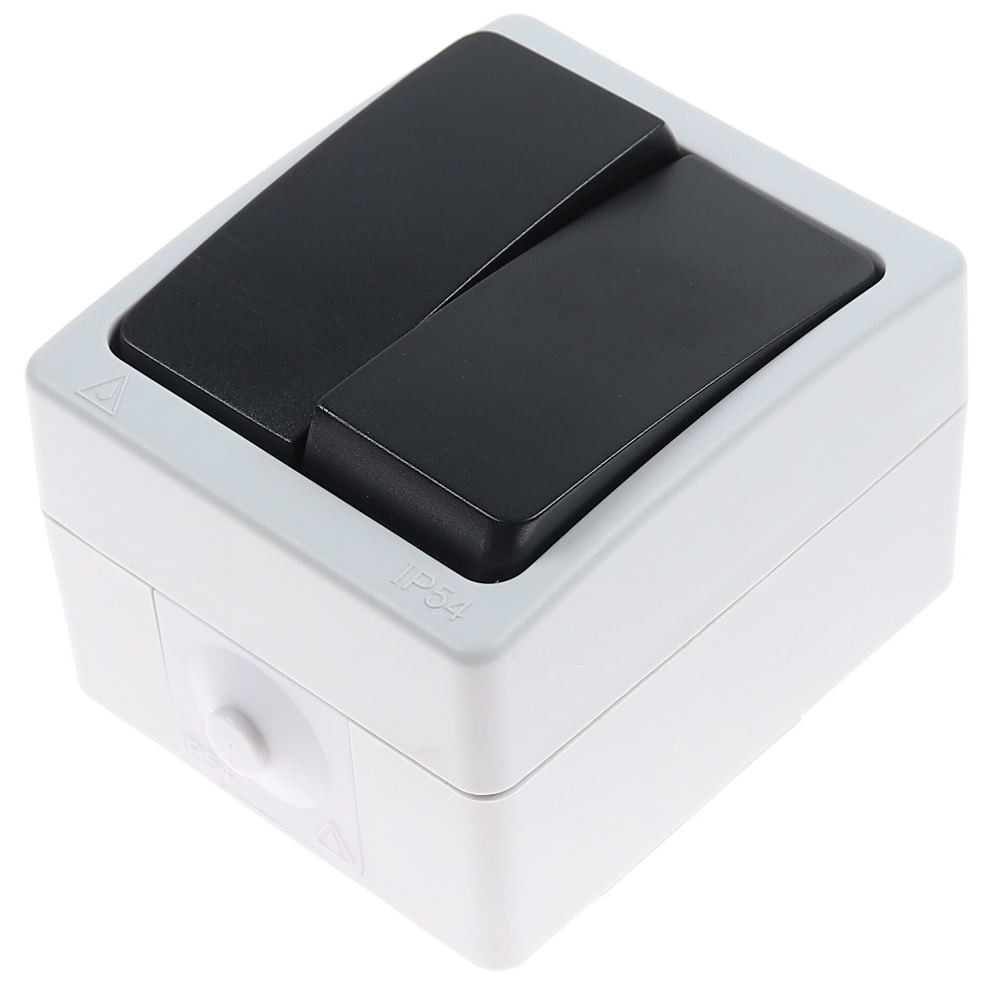 Intrerupator dublu, aparent, 10A, IP54, gri/negru - eMAG.ro