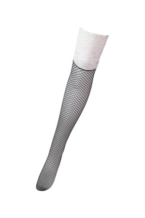 Ciorapi cu banda elastica din dantela alba, model plasa, Fishnet ...