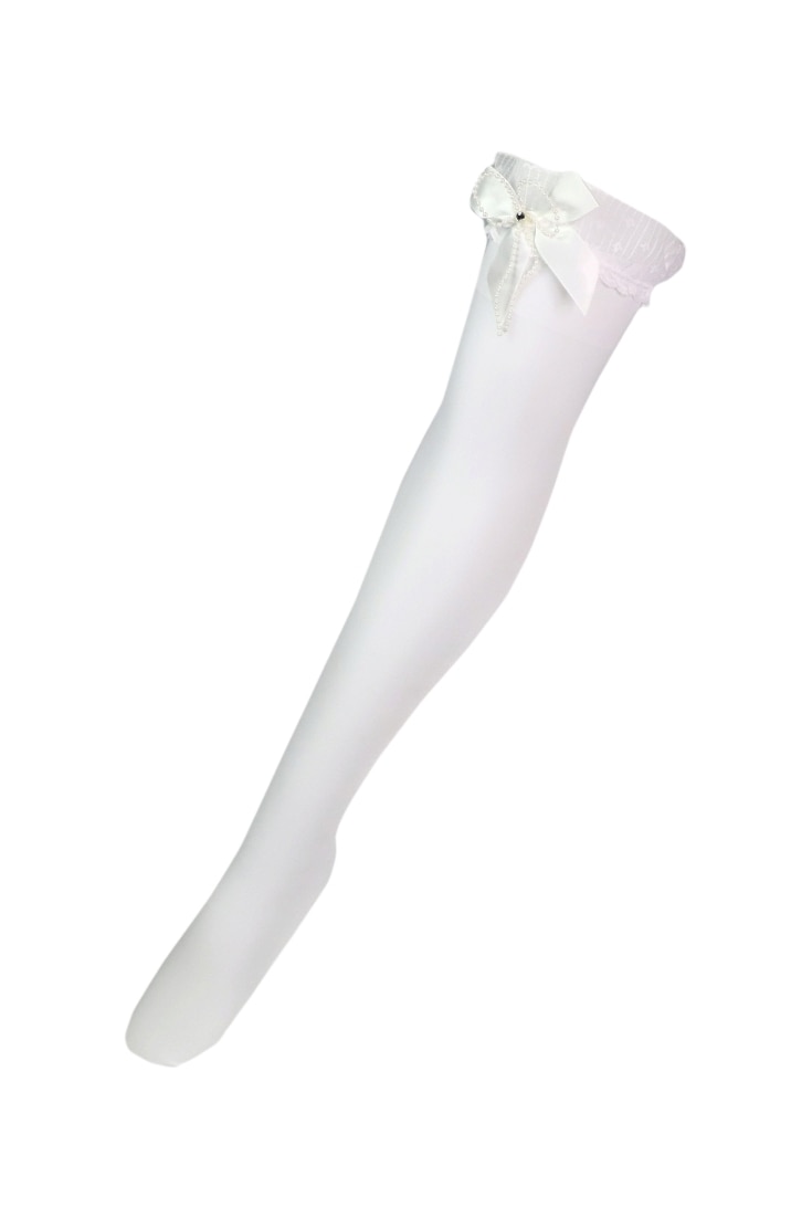 Ciorapi cu banda din dantela, model cu funda, NO2101, marime universala ...