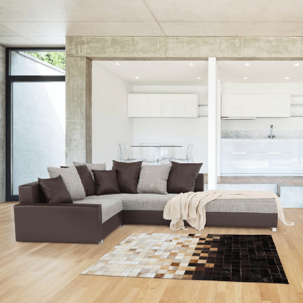 Coltar extensibil din piele ecologica si stofa maro model dreapta ...