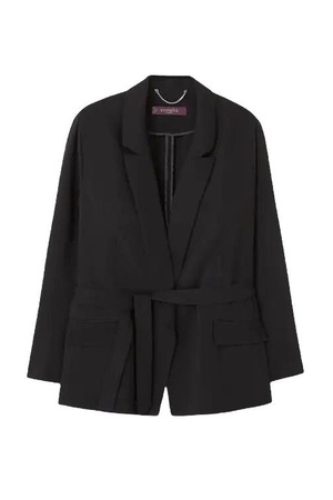 Sacou Dama lung model structurat, Violeta by Mango, Negru, L - eMAG.ro