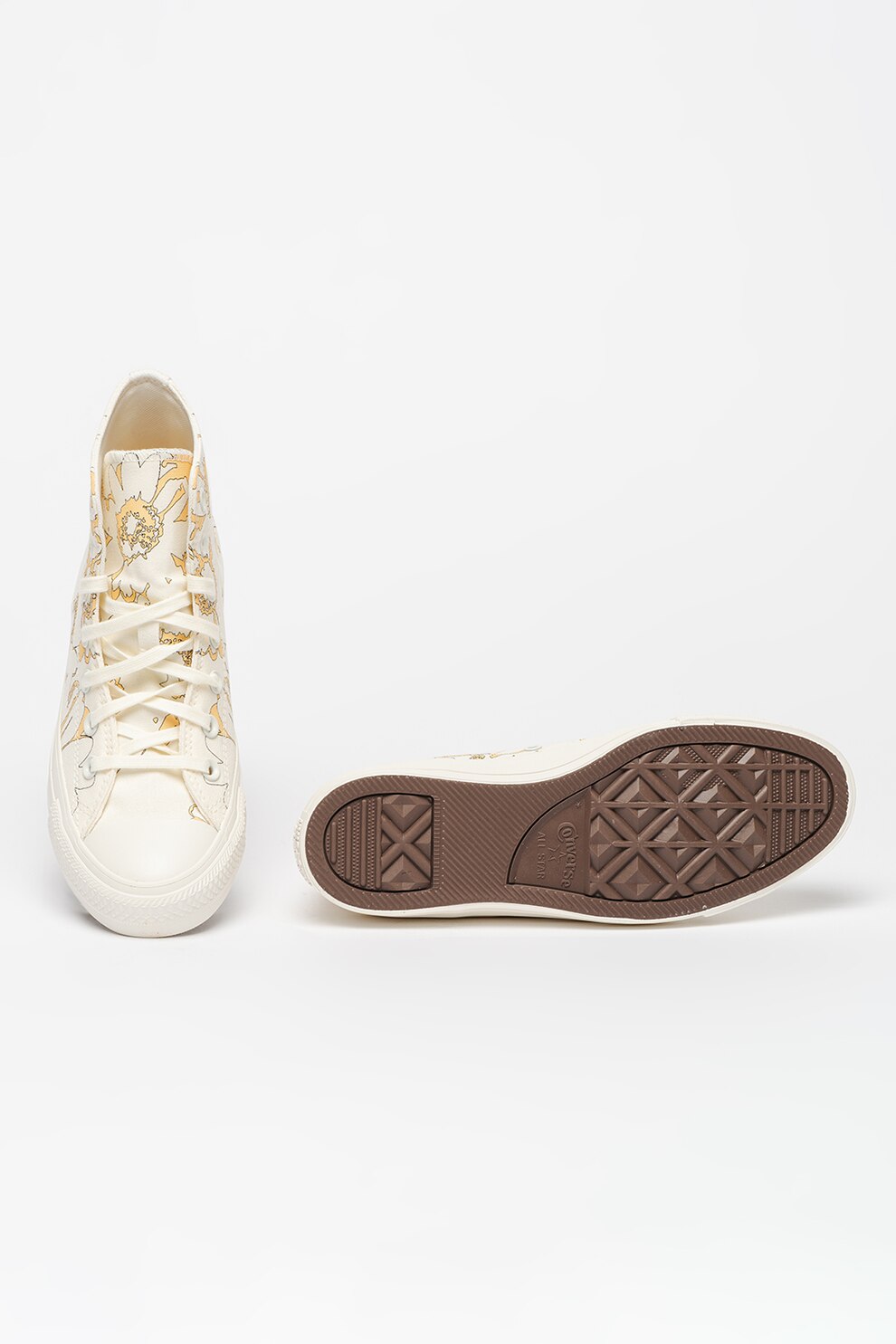 Converse, Tenisi cu model floral Chuck Taylor All Star, Crem, 7 - eMAG.ro