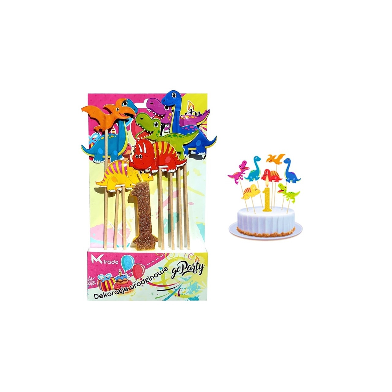 Set 8 decoratiuni tort, Model dinozauri, Multicolor - eMAG.ro