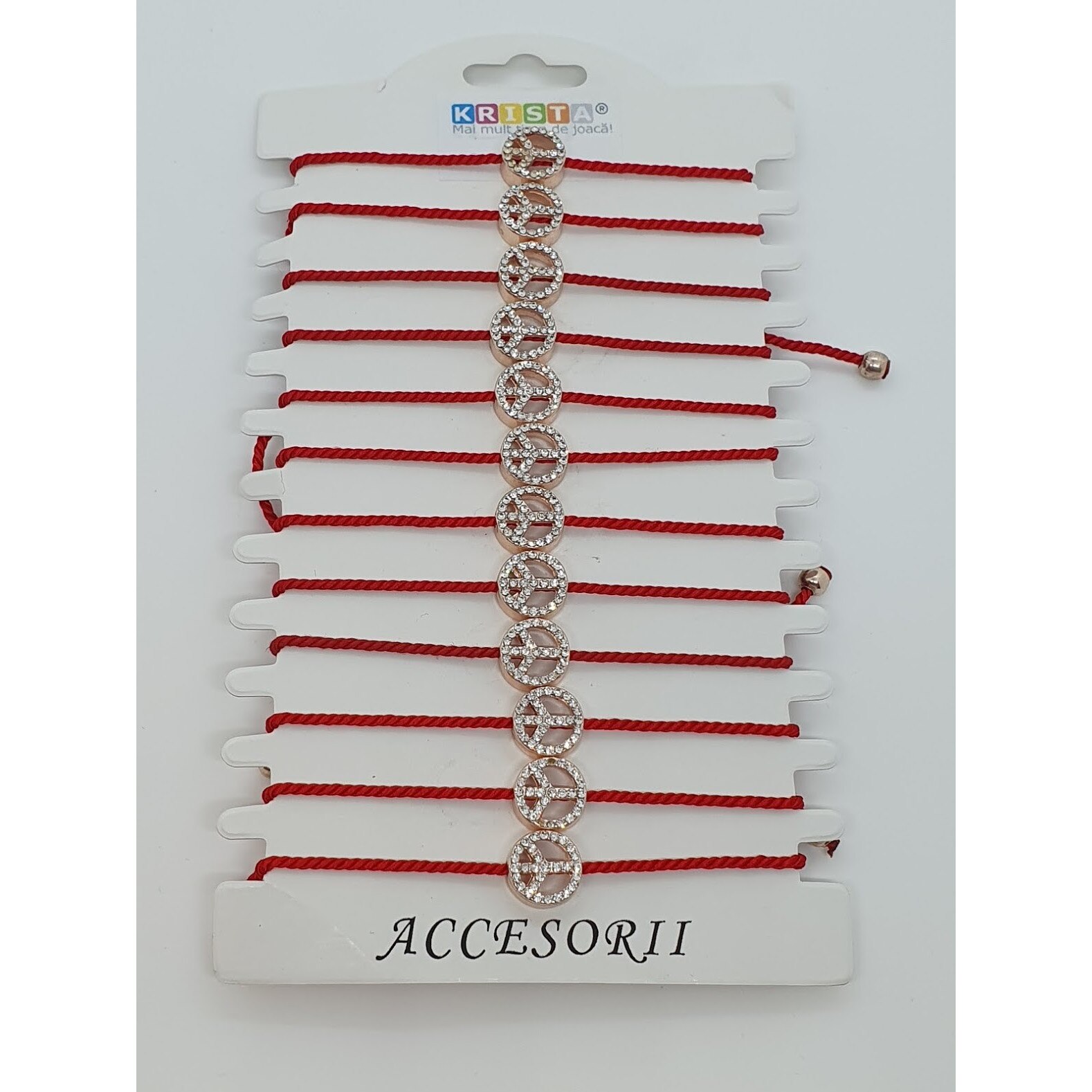 Set 12 Martisor bratara metal Semnul Pacii Auriu cu pietricele - Krista ...