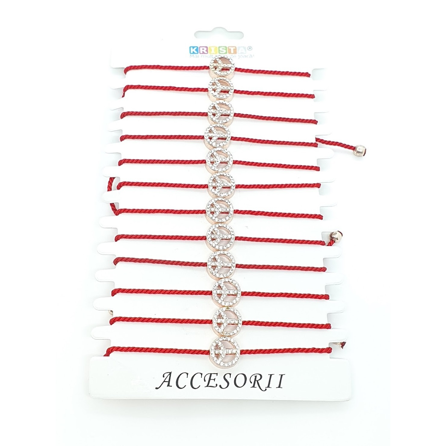 Set 12 Martisor bratara metal Semnul Pacii Auriu cu pietricele - Krista ...