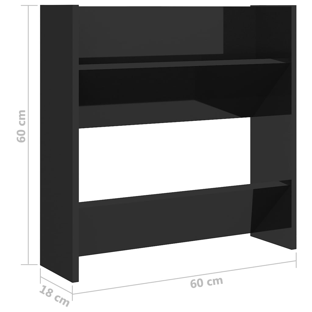 Pantofar de perete vidaXL, PAL, 60 x 18 x 60 cm, Negru, 6.35 kg - eMAG.ro