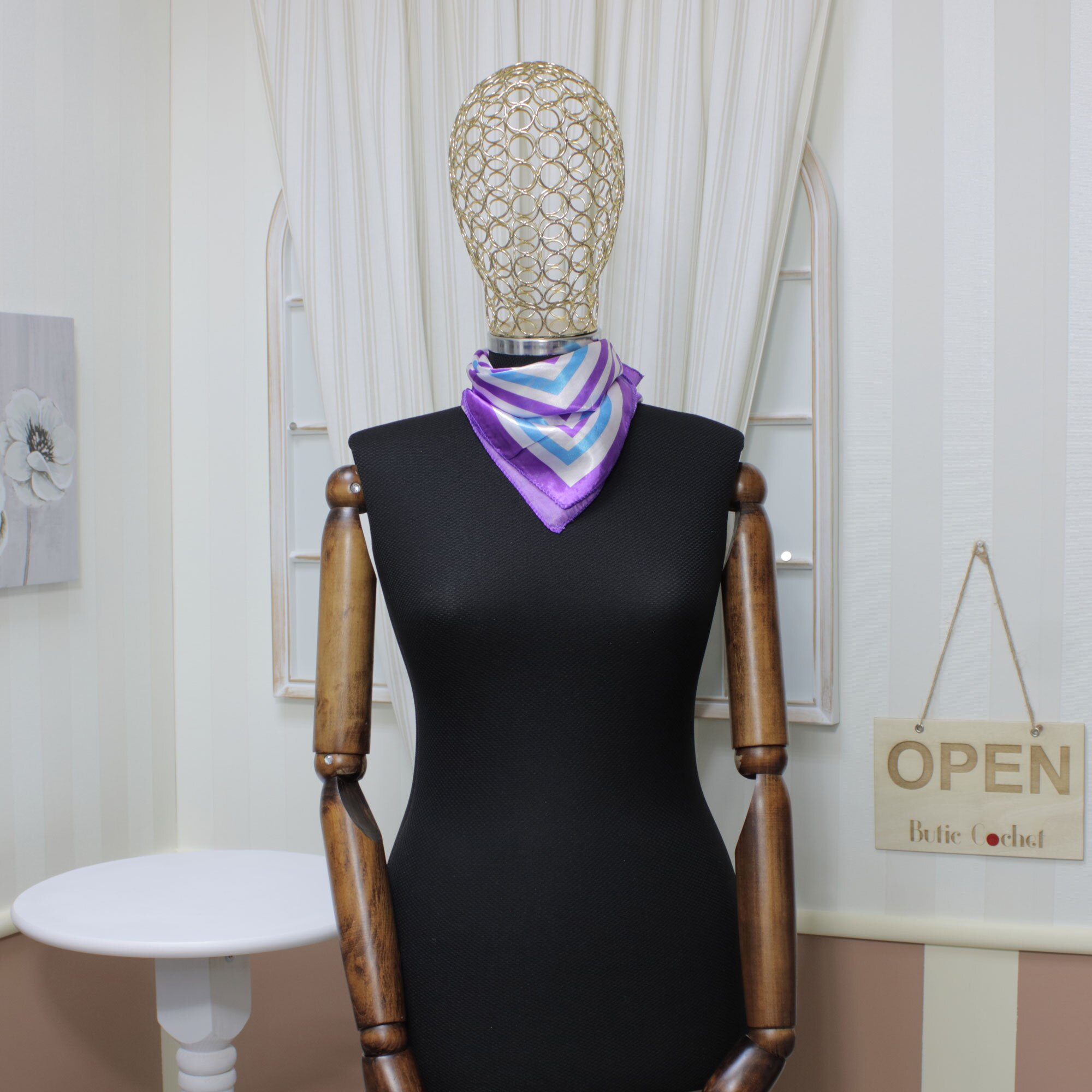 Batic de dama, 50x50 cm, Buticcochet, imprimeu cu dungi, Mov - ES1146 ...