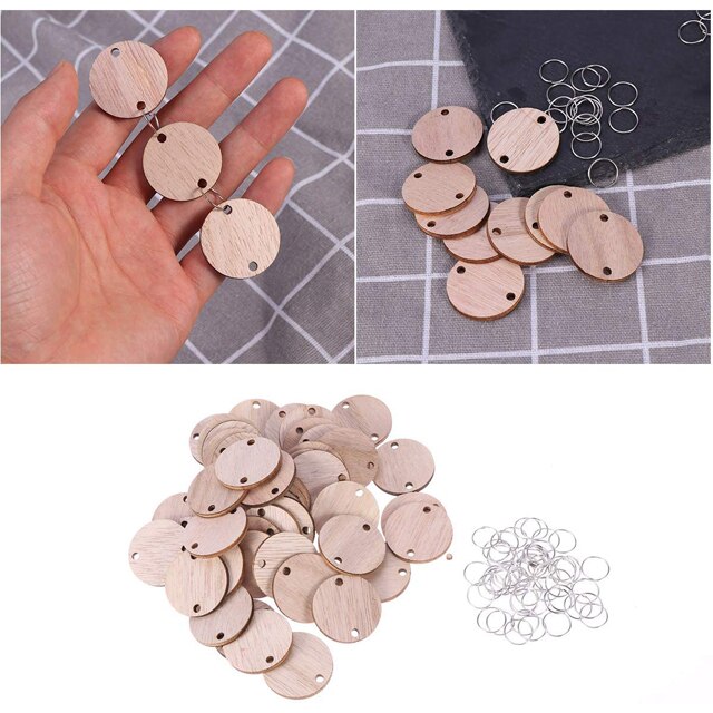 Set 45 cercuri lemn cu agatatori, maro, 3 cm inaltime - eMAG.ro