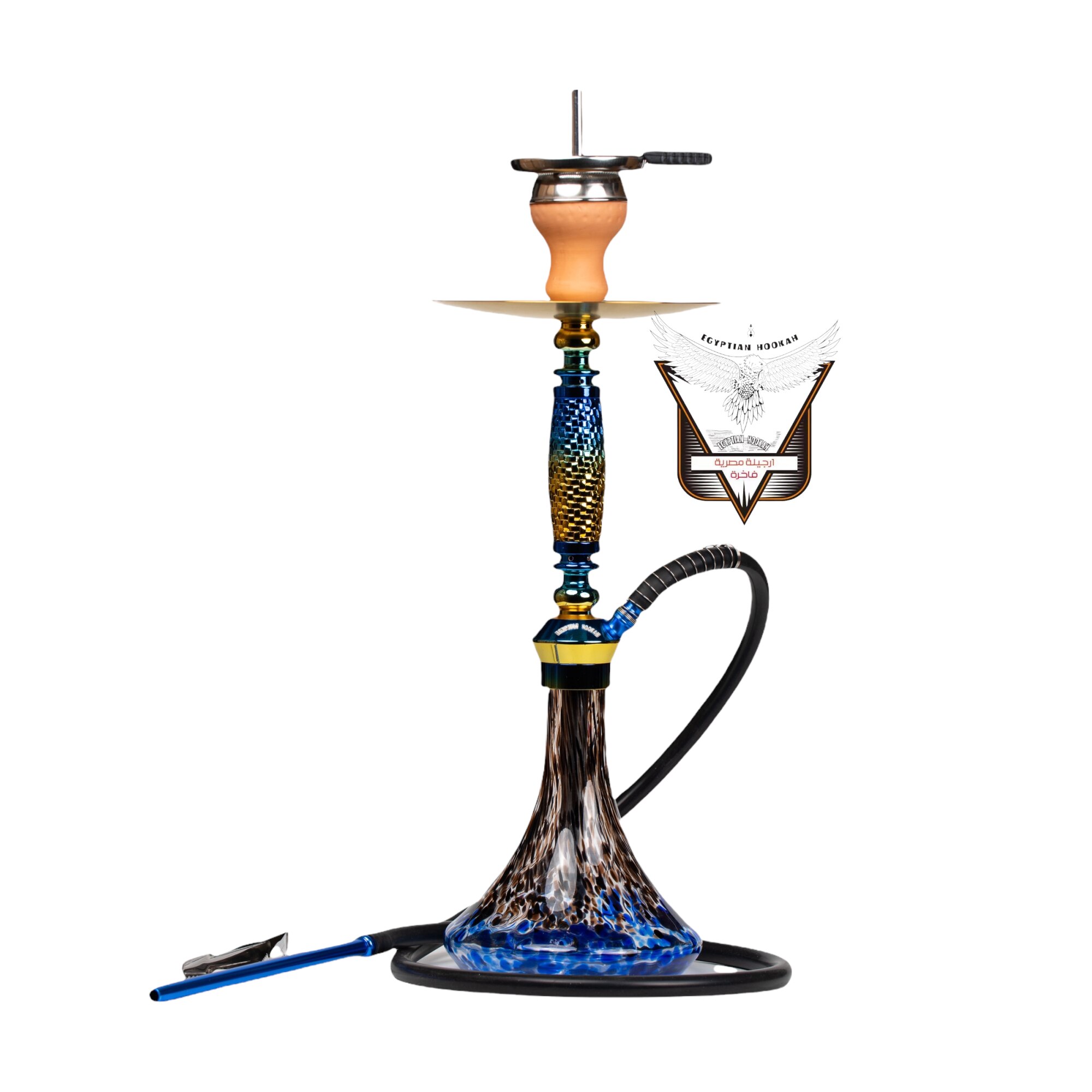 Narghilea Egyptian Hookah HR-49 Albastru cu creuzet cu sita - eMAG.ro